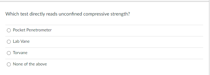 Solved Which test directly reads unconfined compressive | Chegg.com