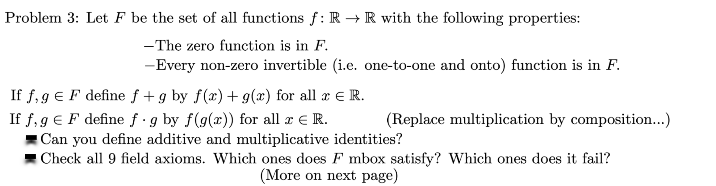 Solved Problem 3: Let F be the set of all functions f:R + R | Chegg.com
