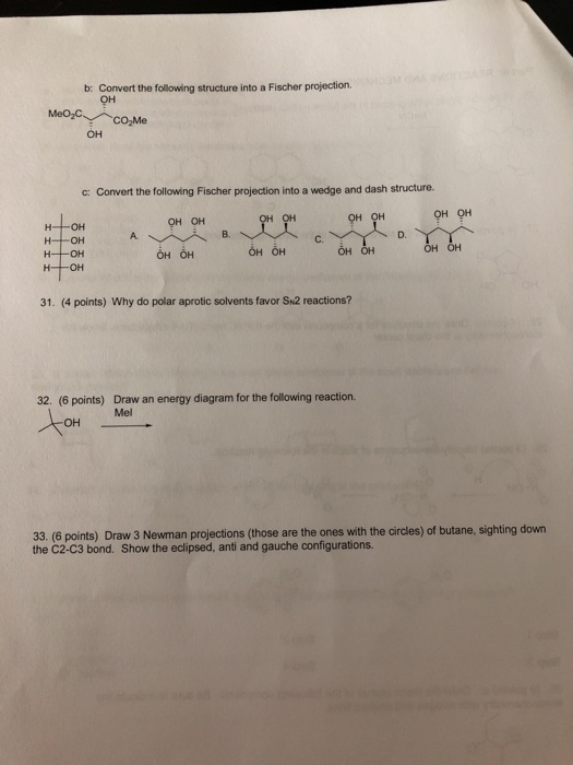 Solved b: Convert the following structure into a Fischer | Chegg.com