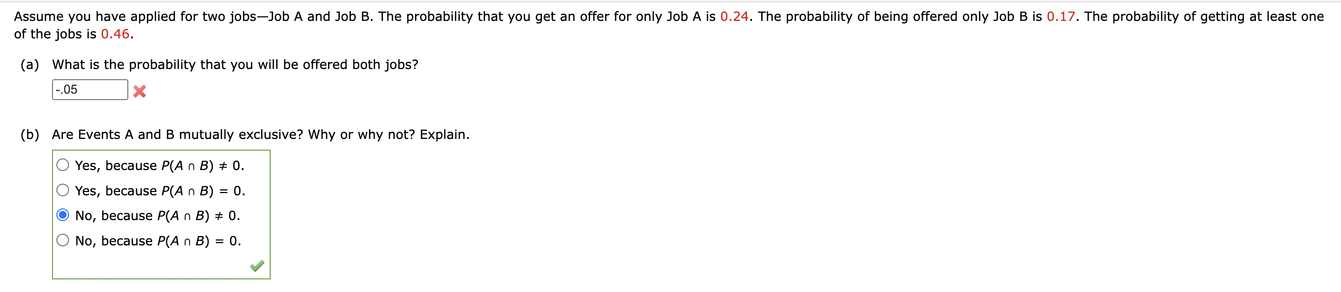 Solved Assume you have applied for two jobs—Job A and Job B. | Chegg.com