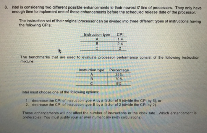 Solved 8. Intel is considering two different possible | Chegg.com