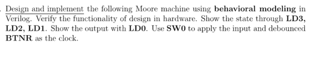 Solved Design and implement the following Moore machine | Chegg.com
