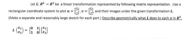 Solved Let L: R2 + R2 be a linear transformation represented | Chegg.com