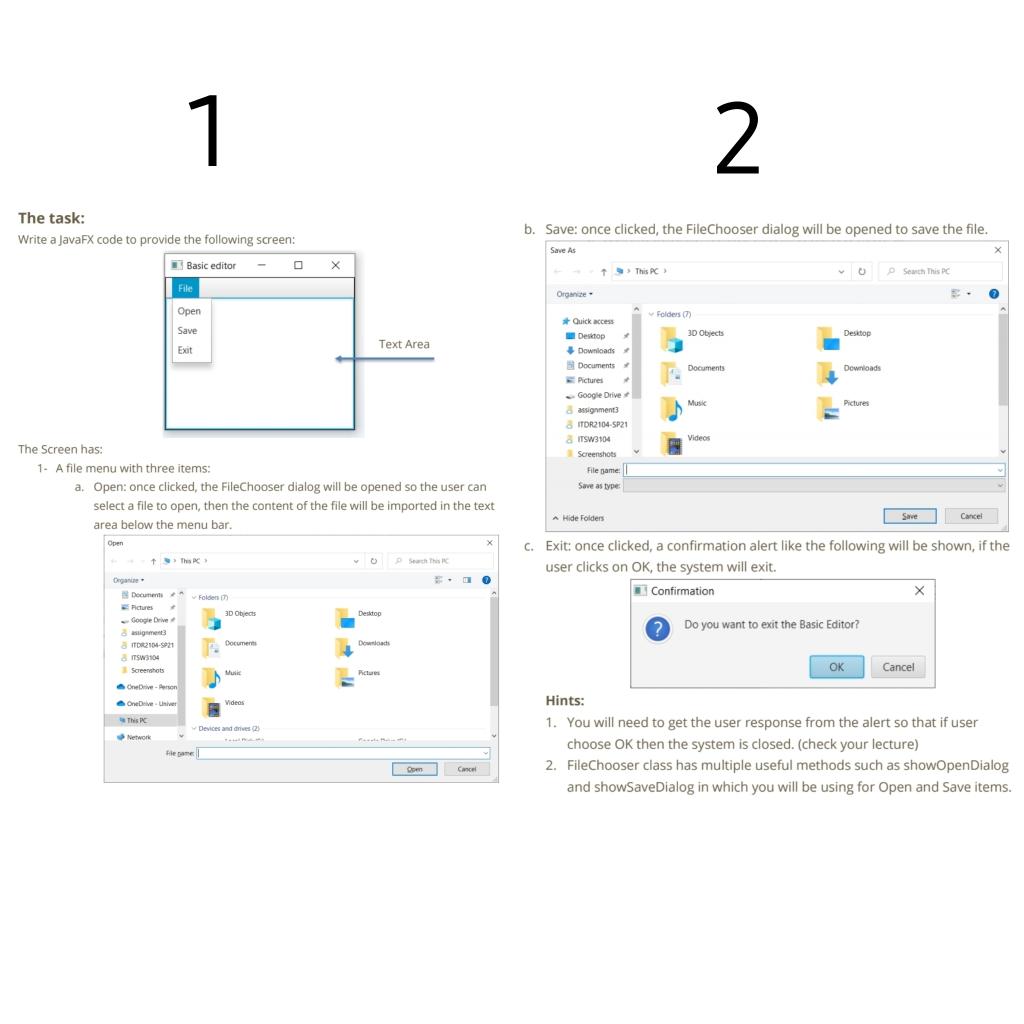 Solved 1 2. The task: Write a JavaFX code to provide the | Chegg.com