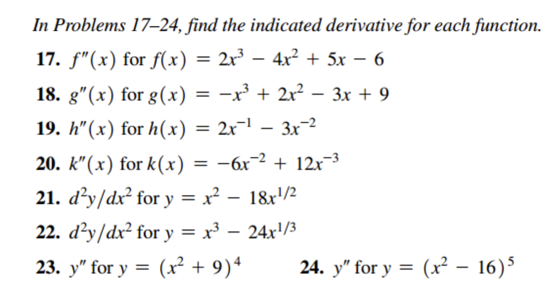 Solved In Problems 17-24, find the indicated derivative for | Chegg.com