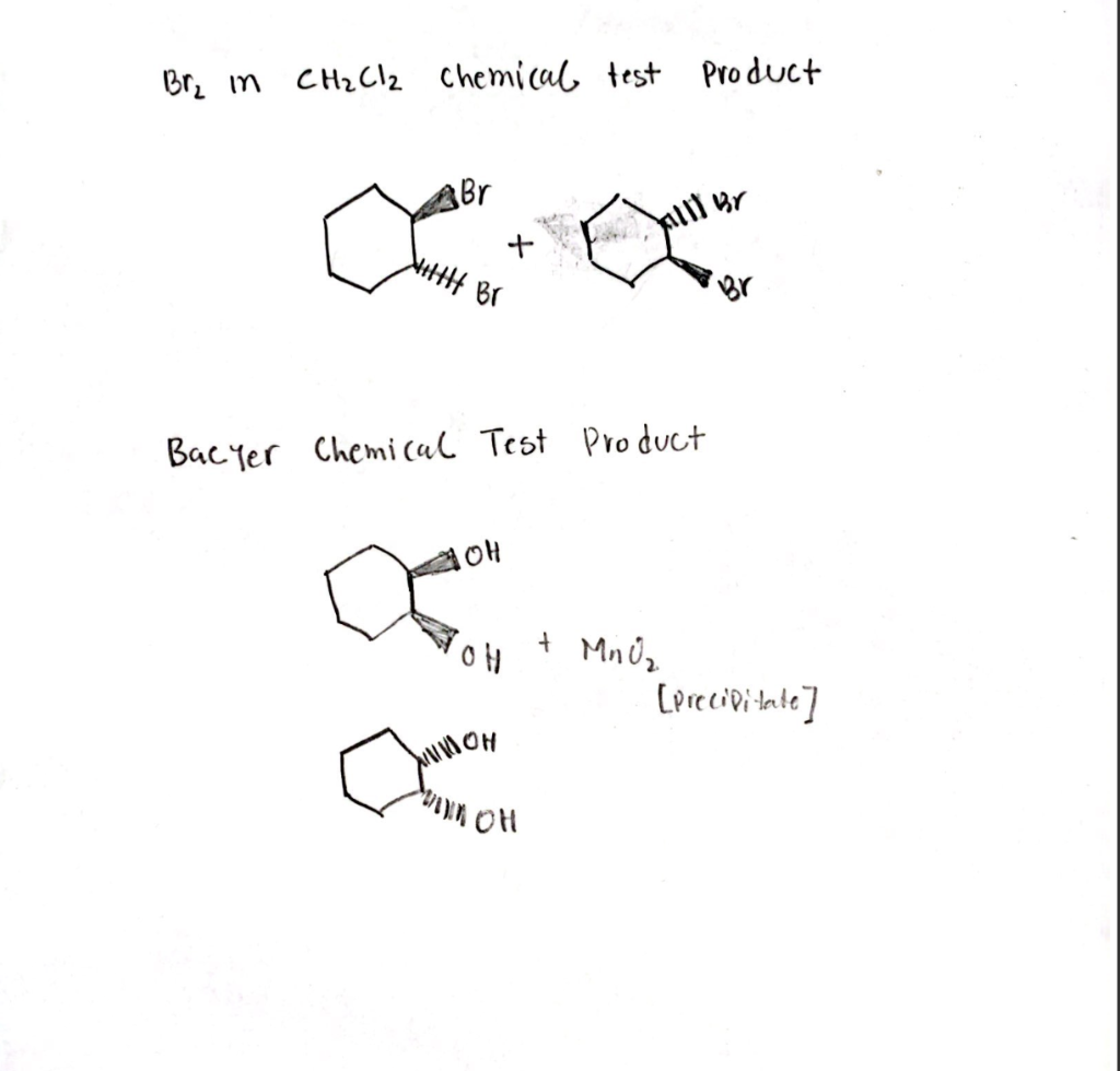Br2 in CH2Cl2 chemical test product Bacyer Chemical | Chegg.com