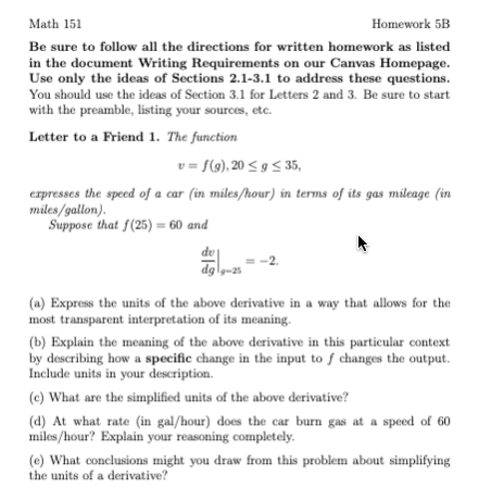 Math 151 Homework 5B Be sure to follow all the | Chegg.com