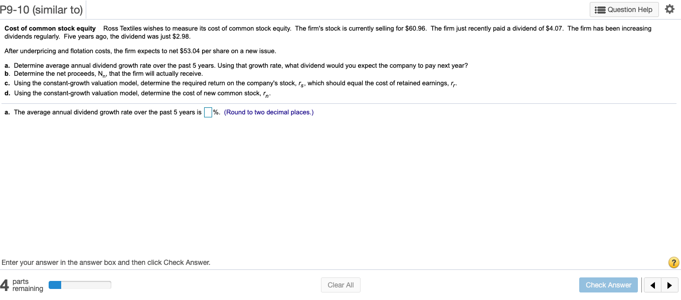 Solved P9-10 (similar to) EQuestion Help Cost of common | Chegg.com Solved P9-10 (similar to) EQuestion Help Cost of common | Chegg.com