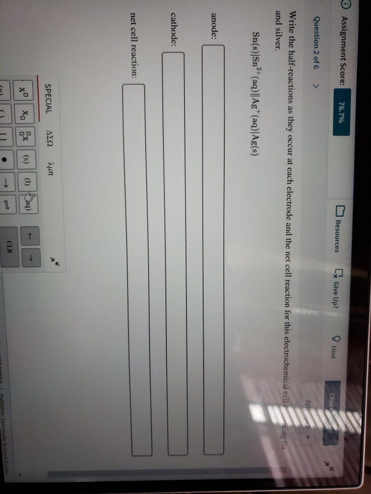 Solved 0 Assignment Score: 76.7% Resources Lx Give Up? Hint | Chegg.com