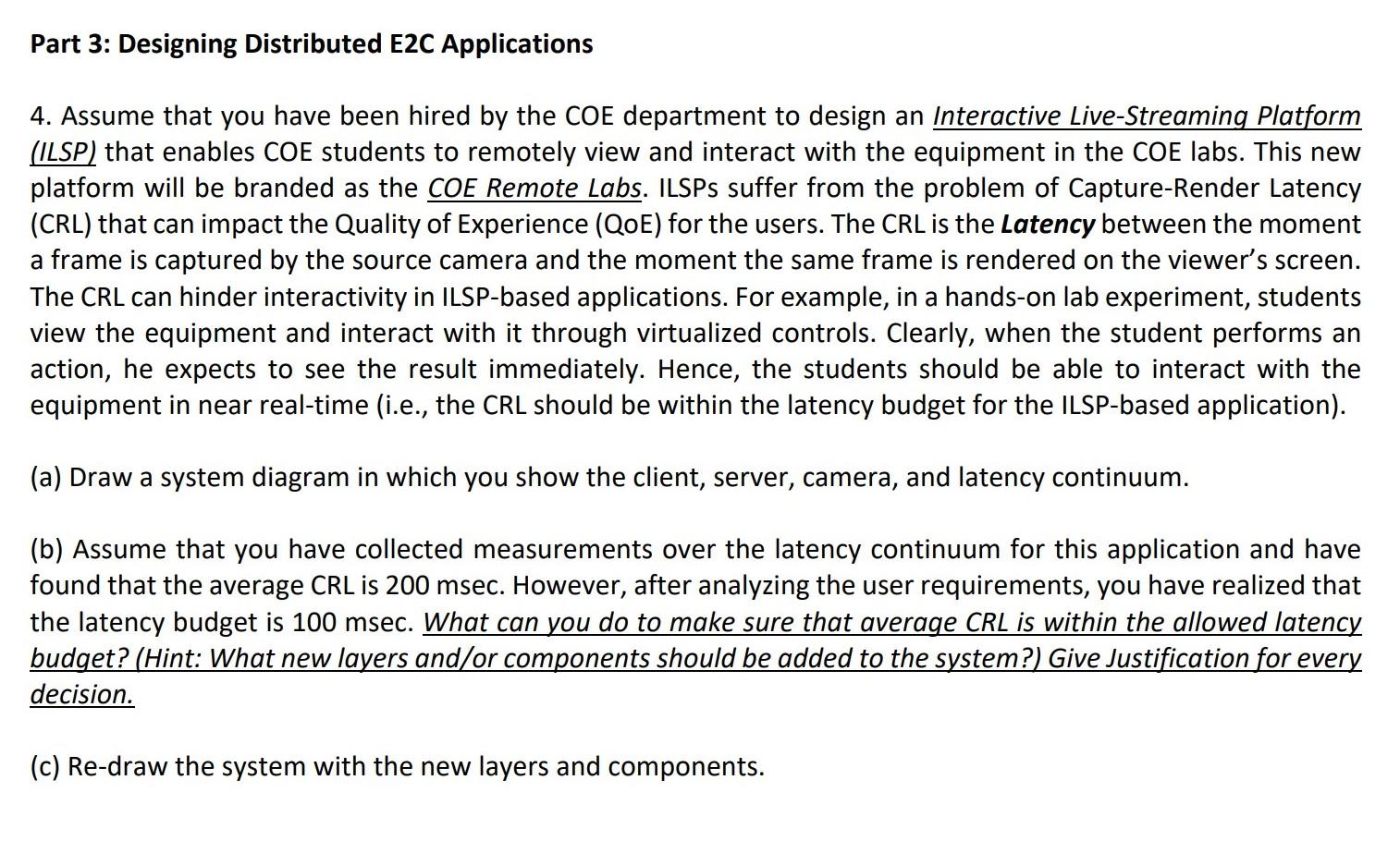 Solved Part 3: Designing Distributed E2C Applications 4. | Chegg.com