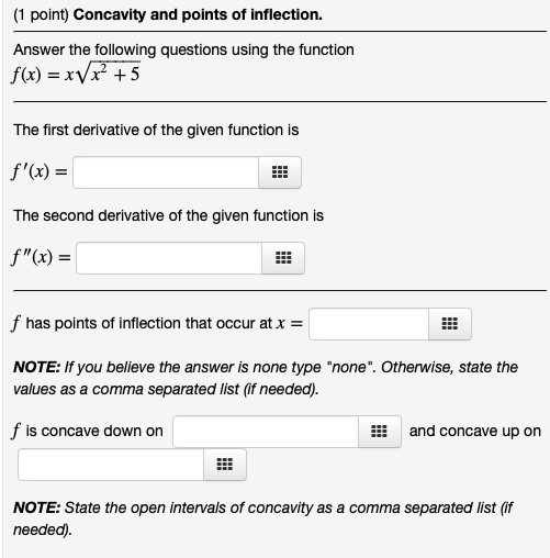 Solved (1 point) Concavity and points of inflection. Answer | Chegg.com
