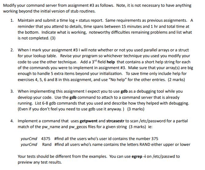 Solved Modify your command server from assignment \#3 as | Chegg.com