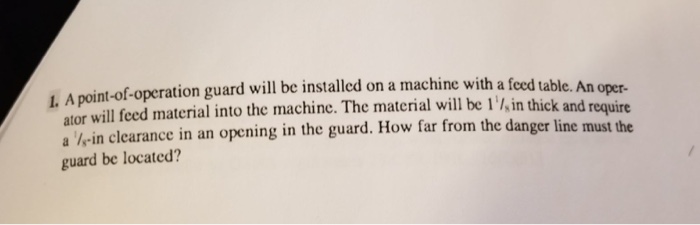 Solved tof-tion guard will be installed on a machine with a | Chegg.com