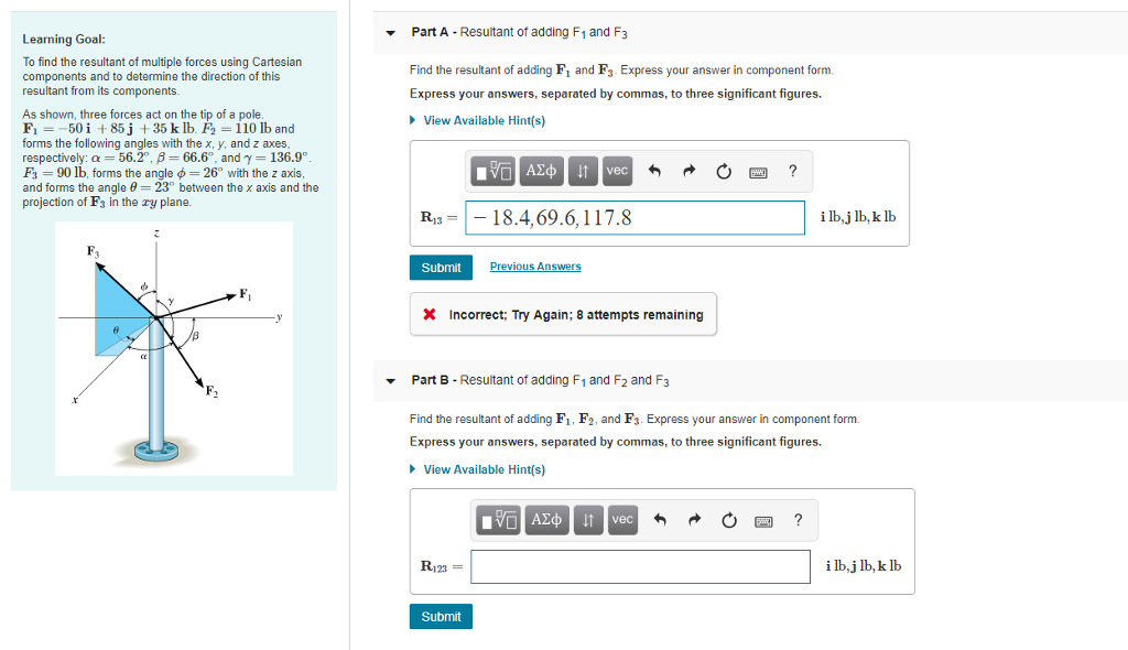Solved - Part A Resultant of adding F1 and F3 Learning Goal | Chegg.com