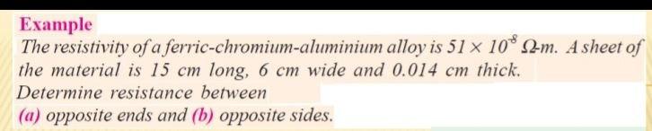 Solved Example The resistivity of a | Chegg.com