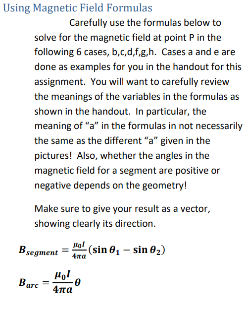 Solved Using Magnetic Field Formulas Carefully use the | Chegg.com
