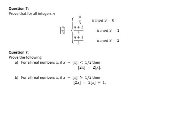 Solved Question 7: Prove that for all integers n n mod 3 = 0 | Chegg.com