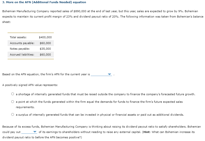 Solved 3. More on the AFN (Additional Funds Needed) equation | Chegg.com