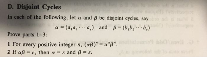 Solved D. Disjoint Cycles In each of the following, let α | Chegg.com