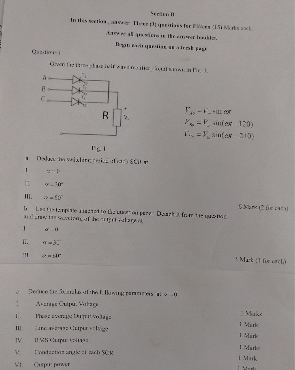 Solved Questions 1Given the three phase half wave rectifier | Chegg.com