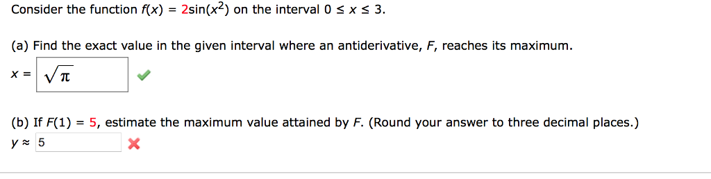 Solved Consider the function f(x) = 2sin(x2) on the interval | Chegg.com