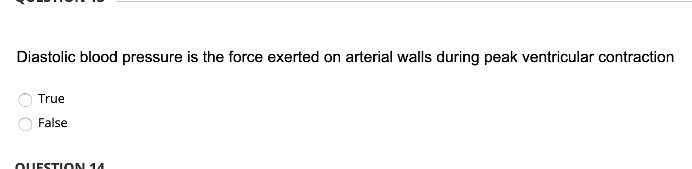 Solved Diastolic blood pressure is the force exerted on | Chegg.com