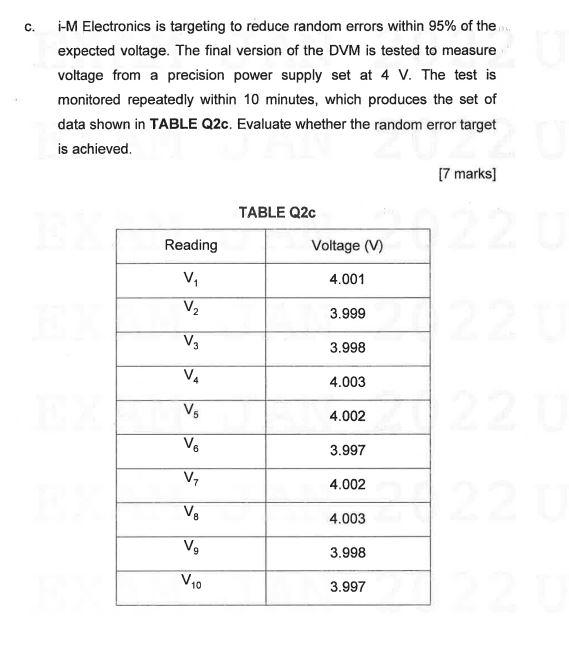 Solved c. i−M Electronics is targeting to reduce random | Chegg.com