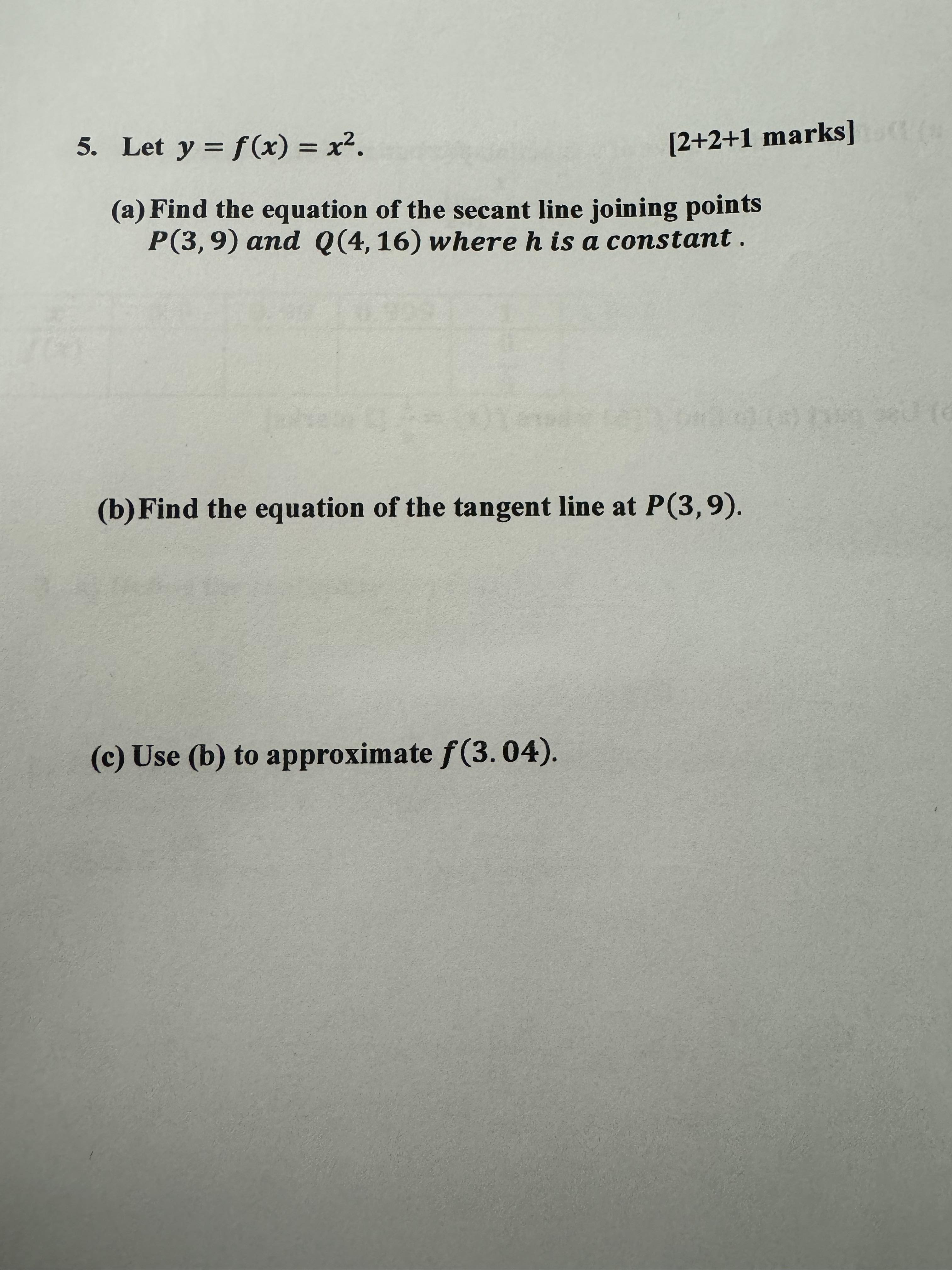 5. Let y=f(x)=x2. [2+2+1ma (a) Find the equation of | Chegg.com
