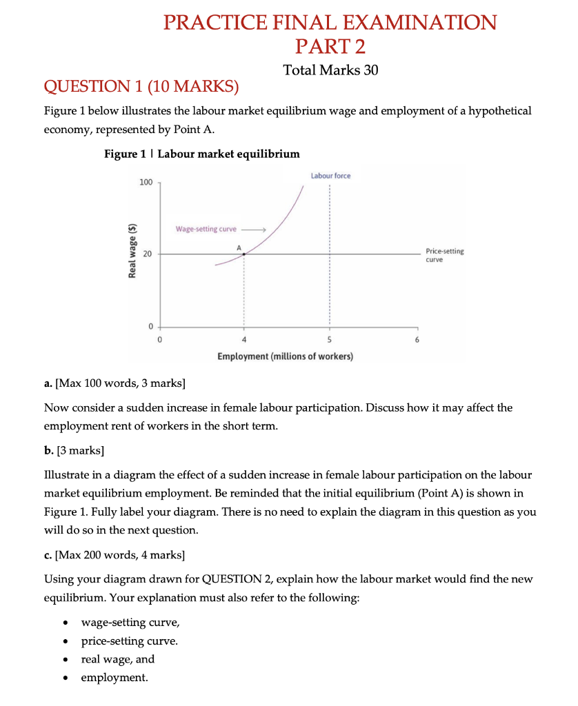 Solved PRACTICE FINAL EXAMINATION PART 2 Total Marks 30 | Chegg.com