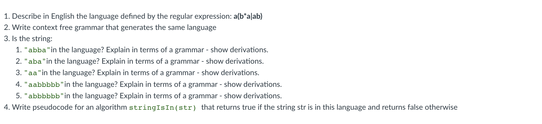 Solved 1. Describe in English the language defined by the | Chegg.com