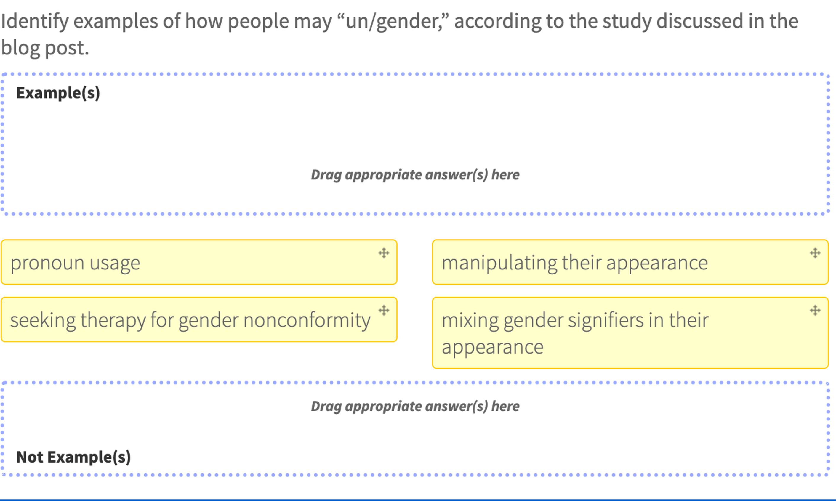 Solved Identify examples of how people may "un/gender," | Chegg.com