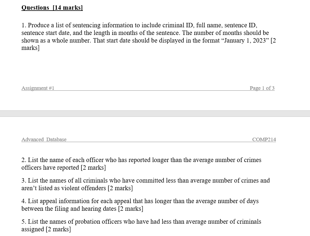 Solved Assignment \#1 - Single-row functions \& Subquery Due | Chegg.com