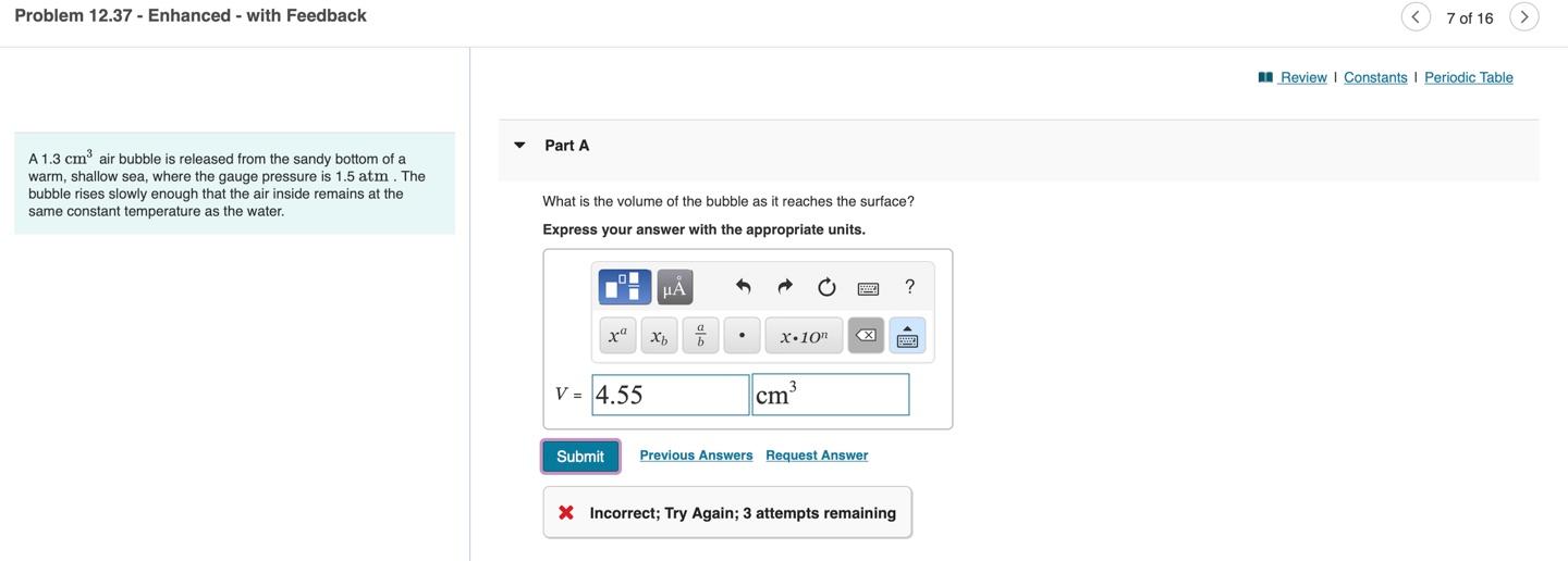 Solved Problem 12.37 - Enhanced - with Feedback A 1.3 cm3 | Chegg.com