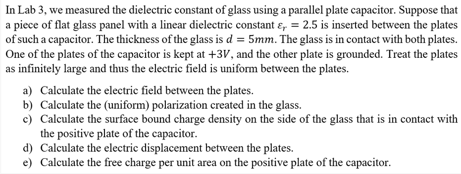 Solved = In Lab 3, we measured the dielectric constant of | Chegg.com