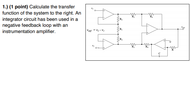 Solved 1.) (1 point) Calculate the transfer function of the | Chegg.com