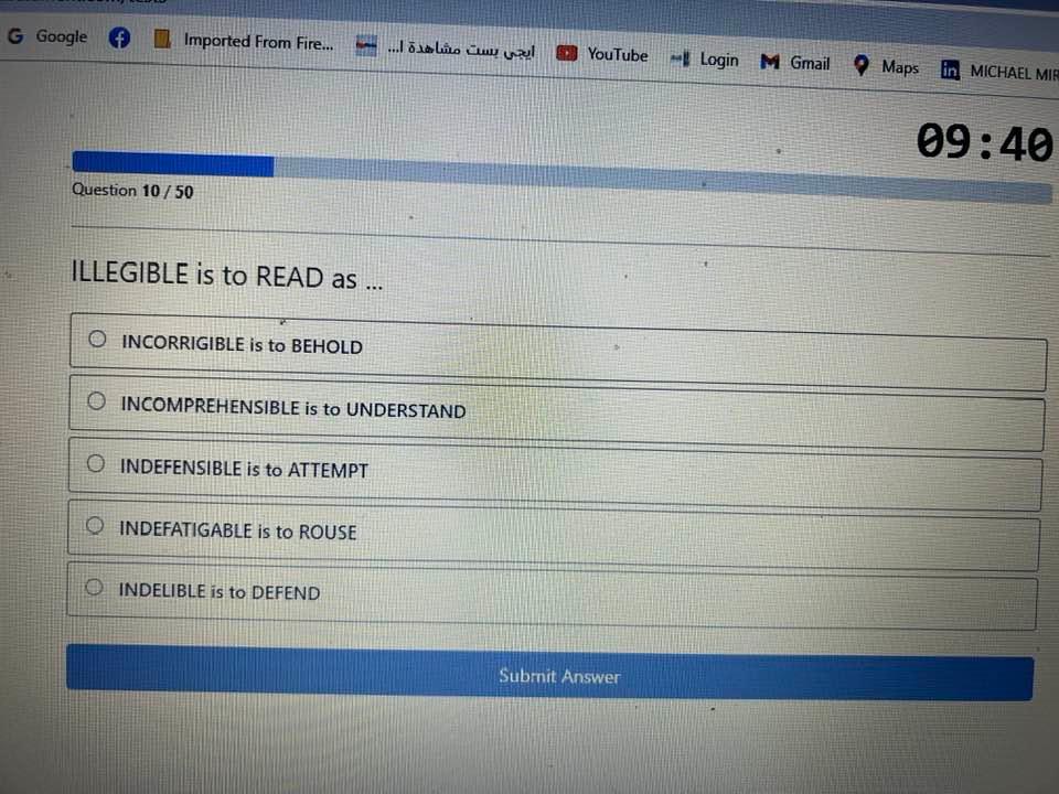 Solved ILLEGIBLE is to READ as ... INCORRIGIBLE is to BEHOLD | Chegg.com