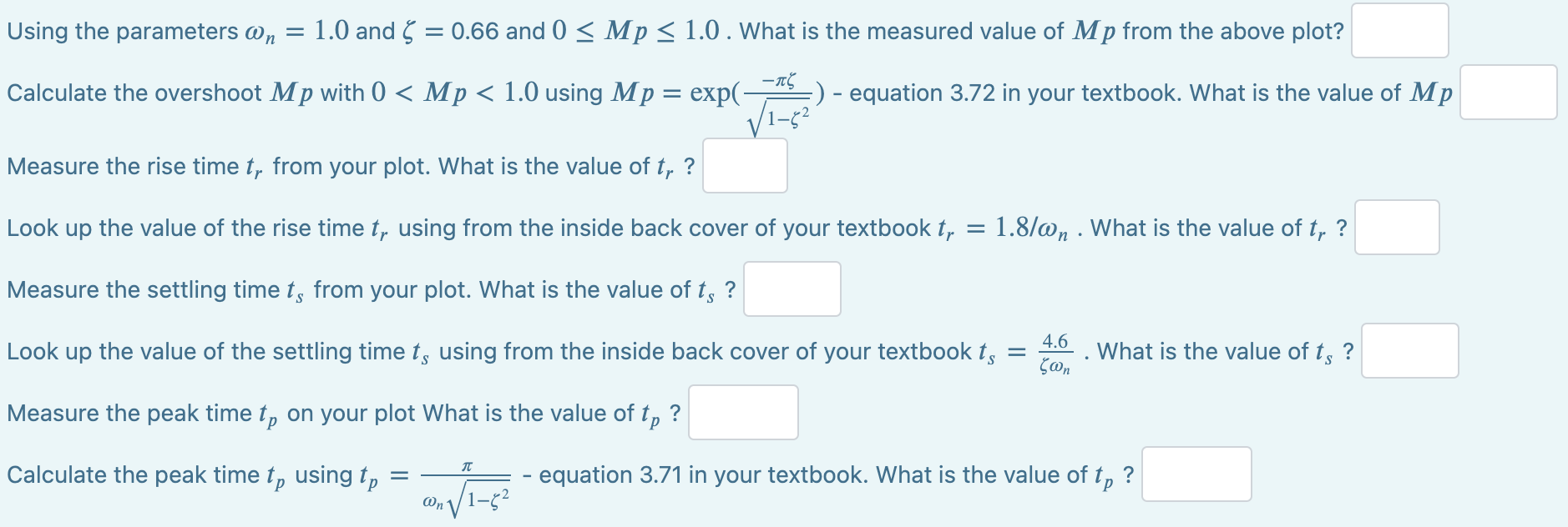 Solved Given the standard second order transfer function | Chegg.com