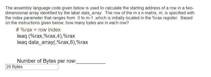 Solved The assembly language code given below is used to | Chegg.com