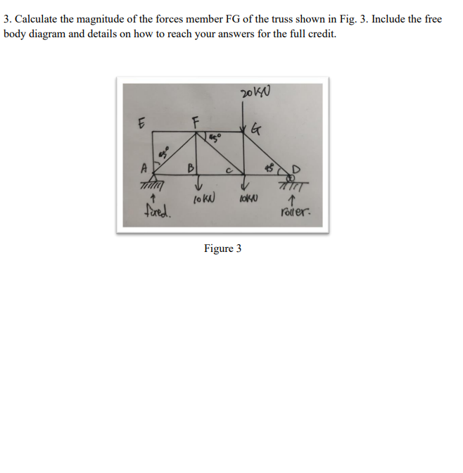 Solved 3. Calculate the magnitude of the forces member FG of | Chegg.com