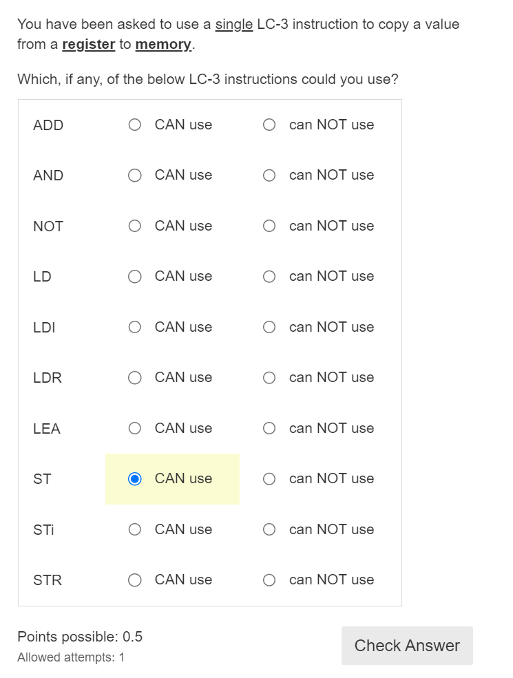 Solved You have been asked to use a single LC-3 instruction | Chegg.com