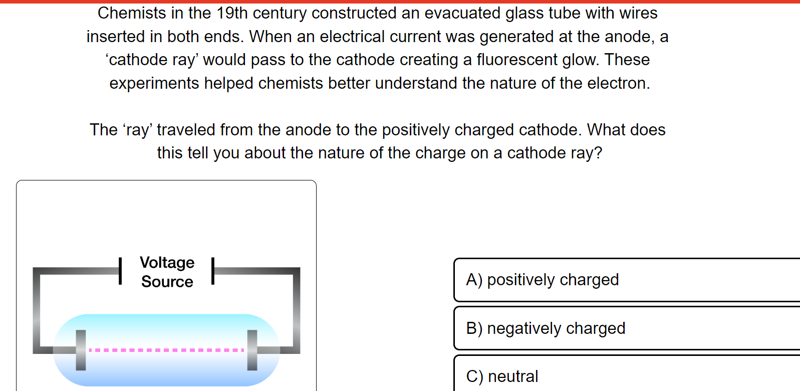 Solved Chemists in the 19th century constructed an evacuated | Chegg.com