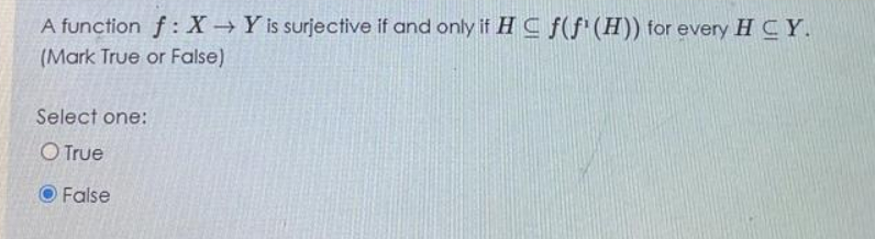 Solved A function f:x→Y ﻿is surjective if and only if | Chegg.com