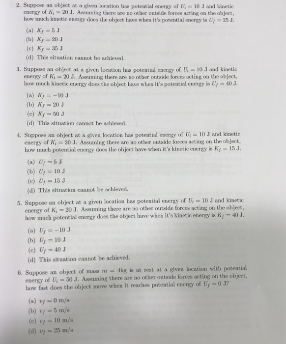 Solved 2 Suppose An Object At A Given Location Has
