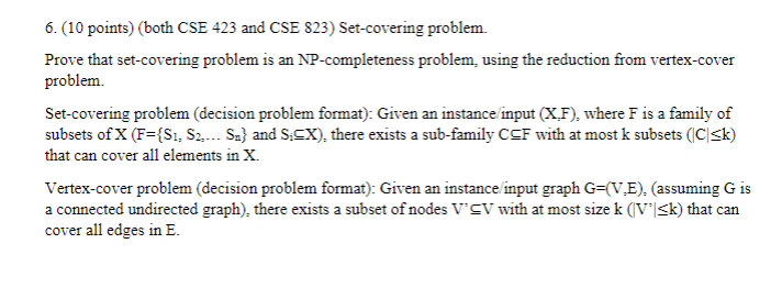 Solved 6. (10 points) (both CSE 423 and CSE 823) | Chegg.com