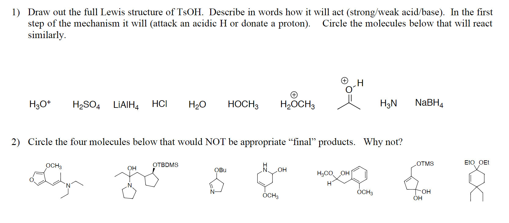 Solved 1) Draw out the full Lewis structure of TSOH. | Chegg.com