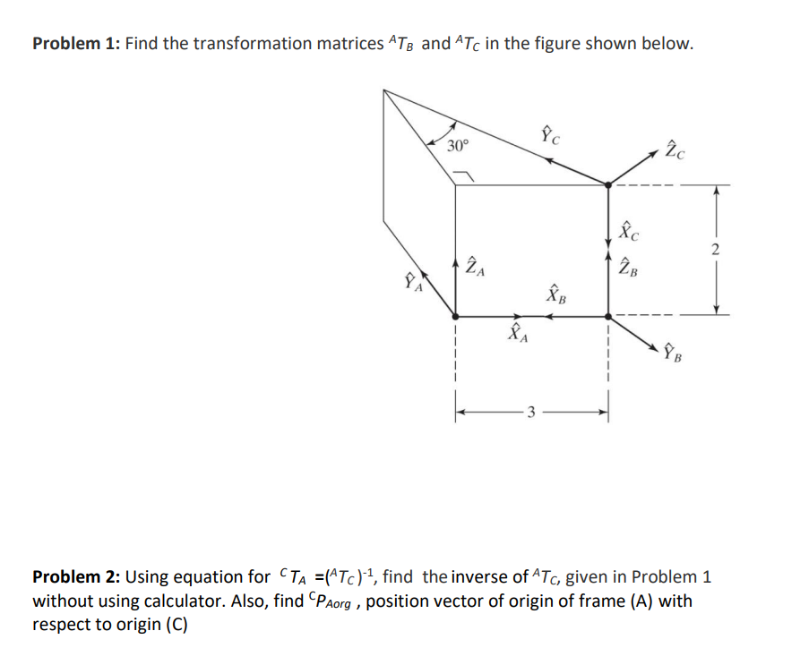 Problem 1: Find the transformation matrices ATB and | Chegg.com