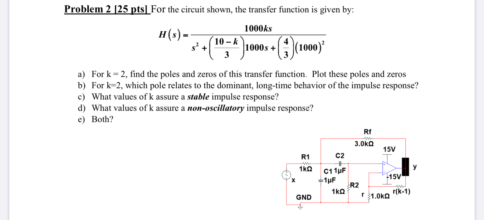 Solved Problem 2 [25 pts. For the circuit shown, the | Chegg.com