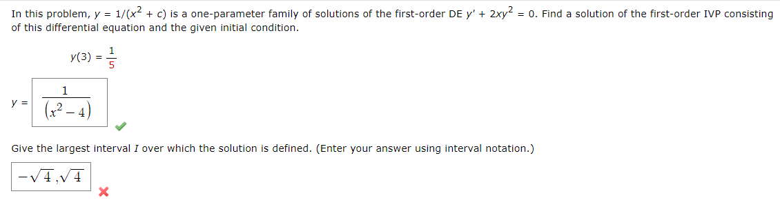 Solved In this problem, y=1x2+c ﻿is a one-parameter family | Chegg.com