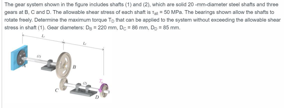 Solved The gear system shown in the figure includes shafts | Chegg.com