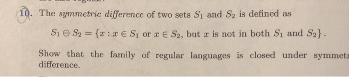 Solved The symmetric difference of two sets Si and S2 is | Chegg.com